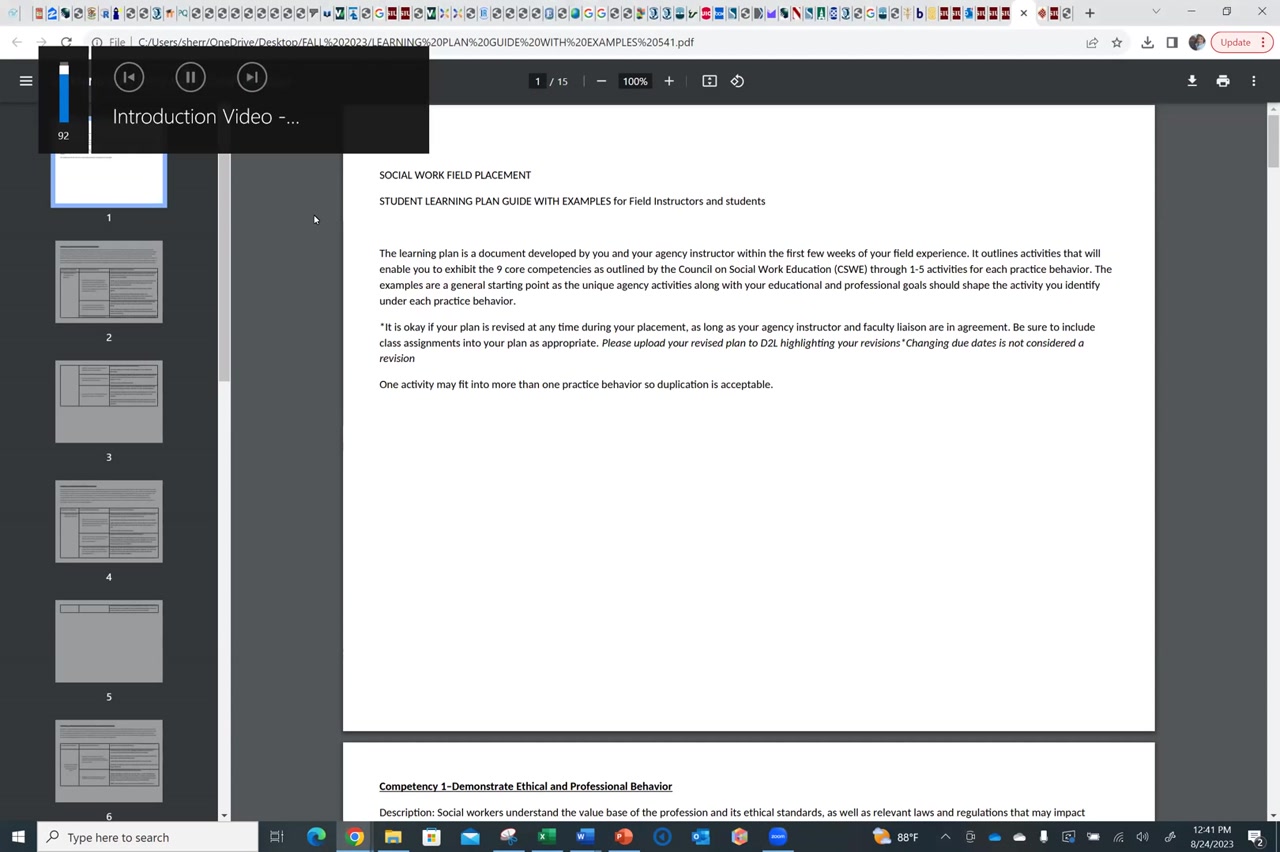 Short Instructions On Filling Out Learning Plan